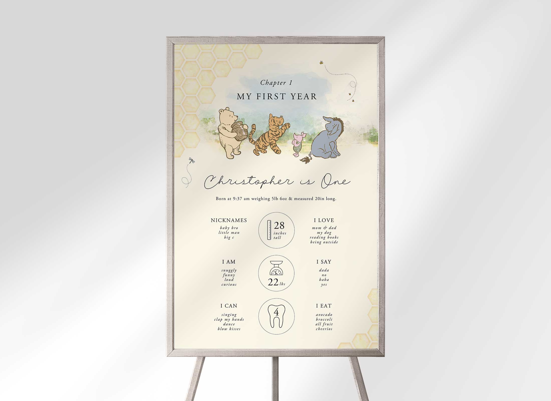 Classic Winnie the Pooh Birthday Milestone Chart Template – Helia ...
