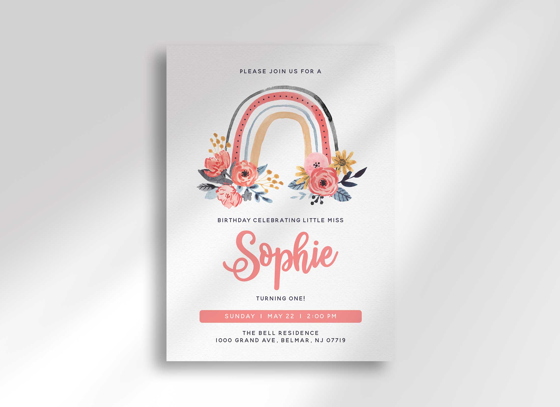 Rainbow Birthday Invitation – Helia Design Co.