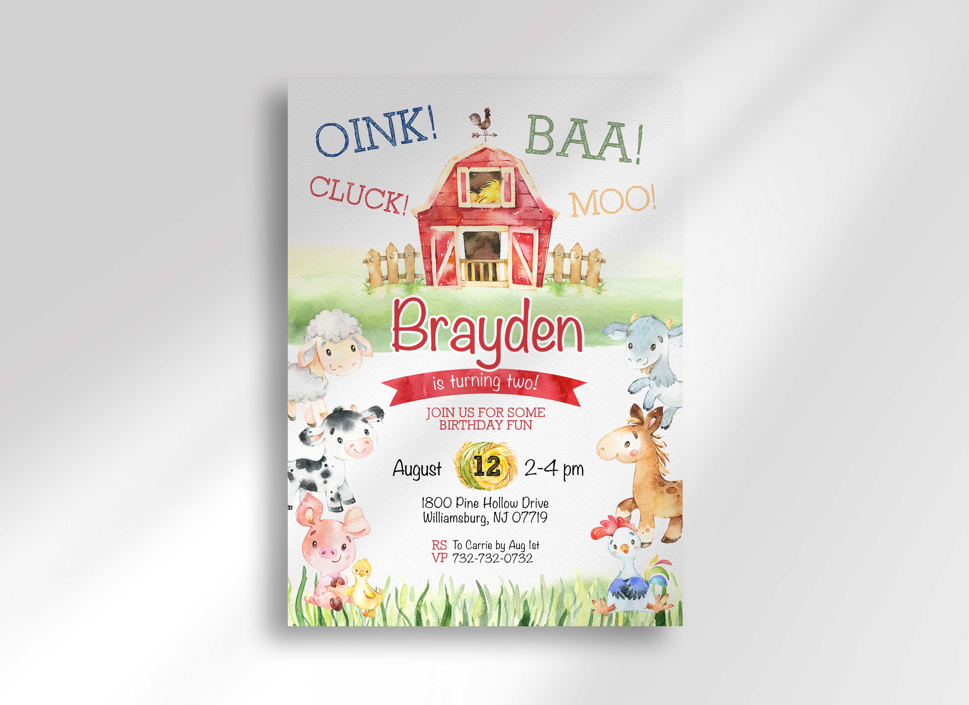 Farm Birthday Invitation Template – Helia Design Co.