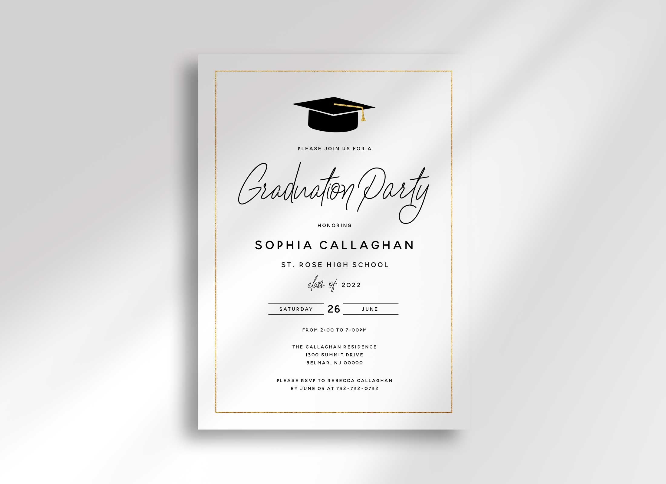 Modern Graduation Invitation Template – Helia Design Co.