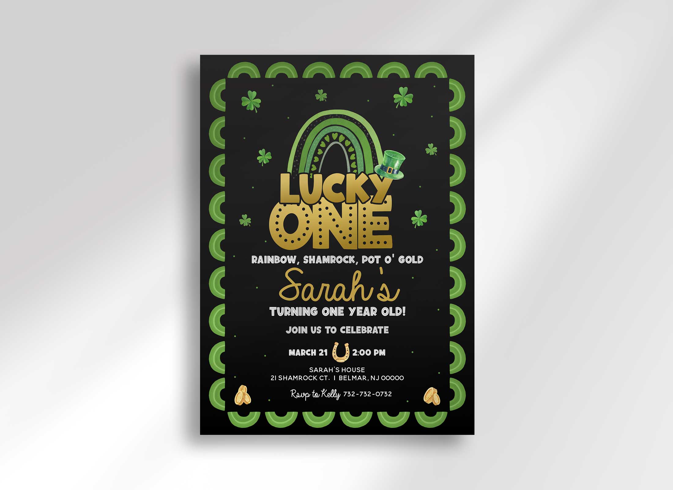 Lucky One First Birthday Invitation Template II – Helia Design Co.